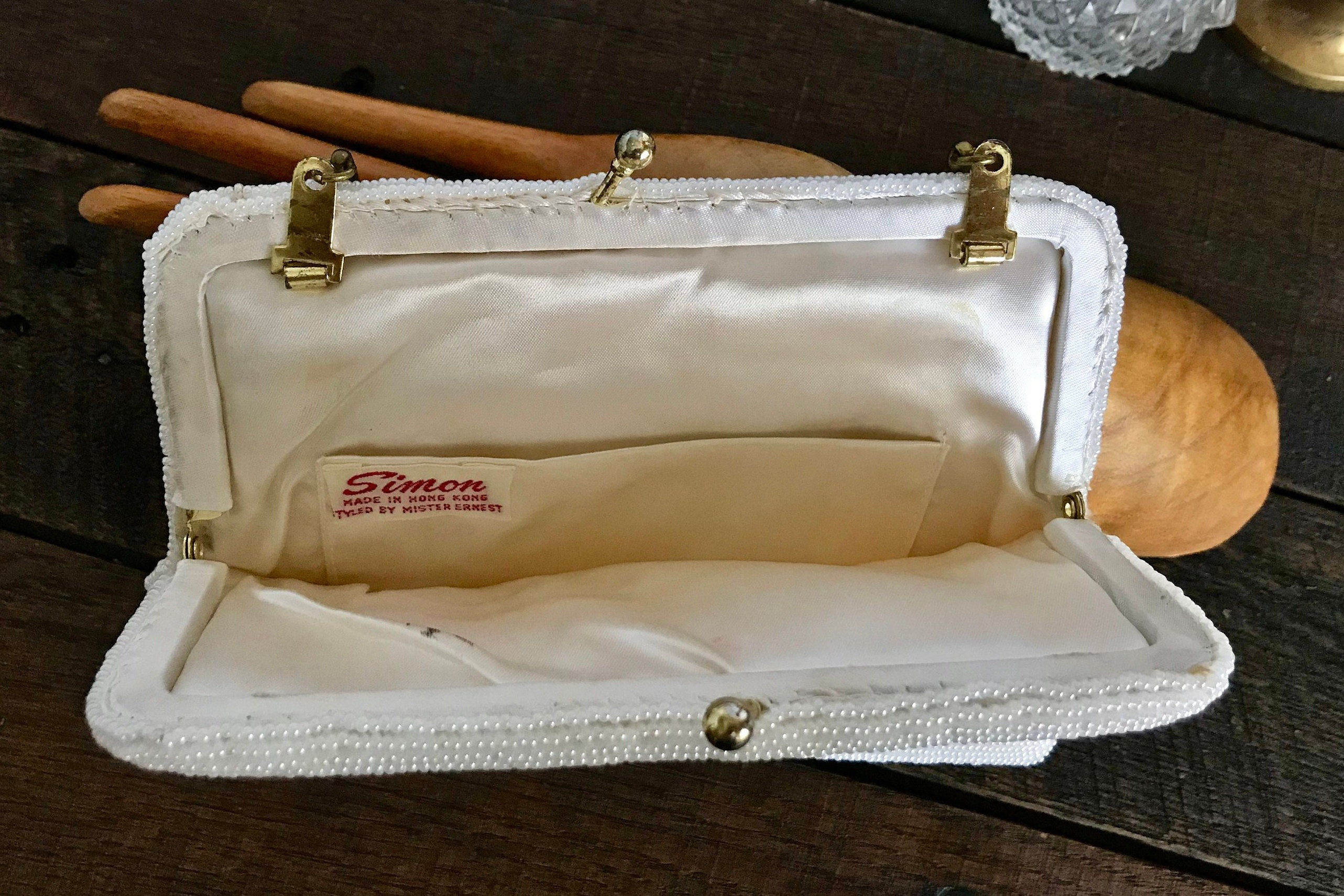 Vintage Simon Beaded Purse Made in Hong Kong White Micro - Etsy