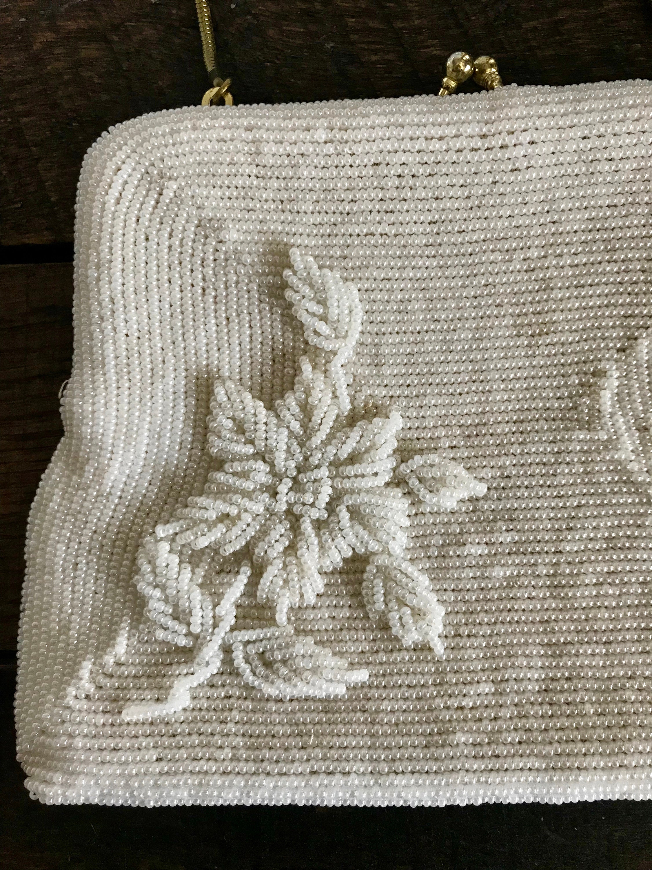 Vintage Simon Beaded Purse Made in Hong Kong White Micro | Etsy