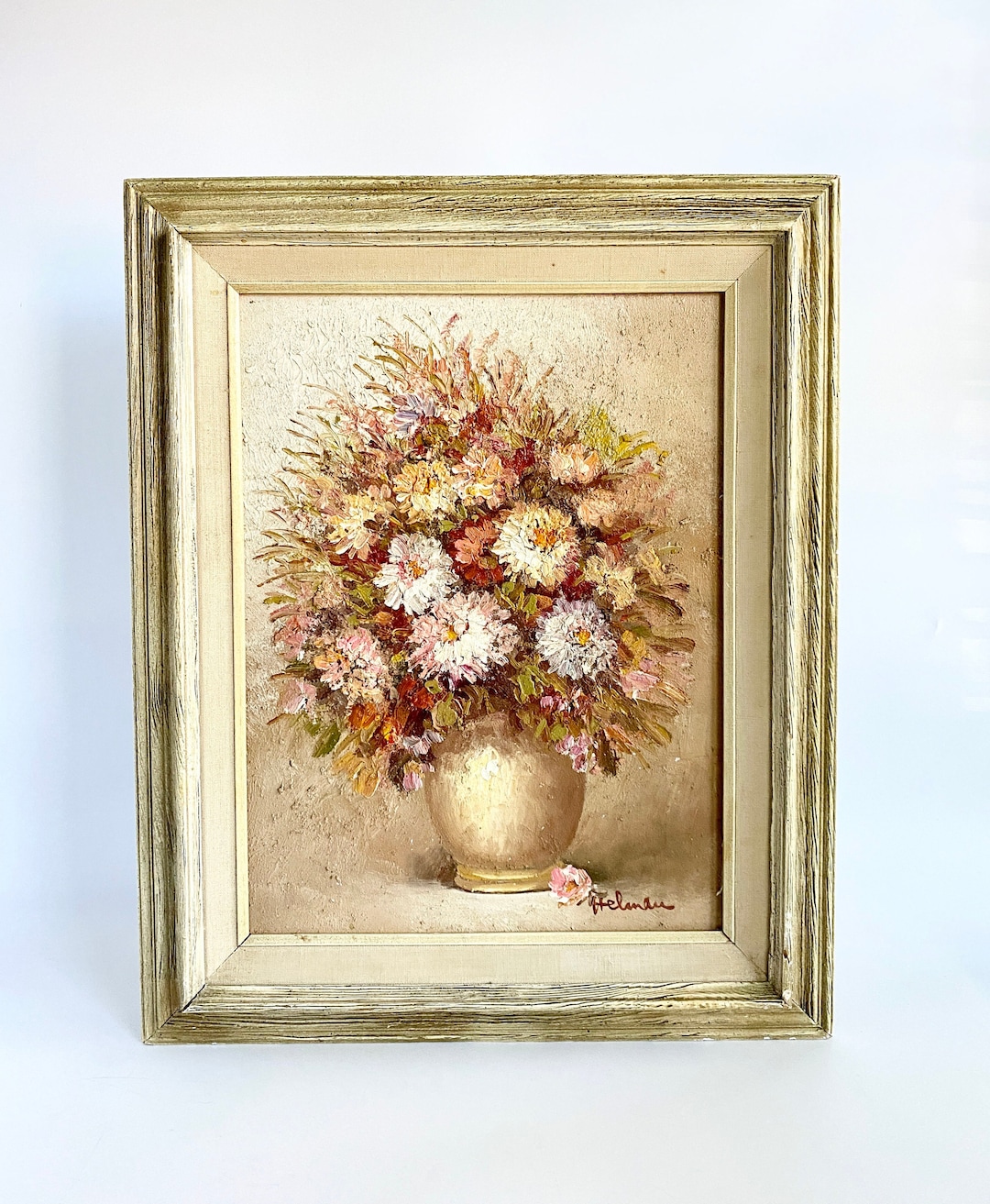 Vintage Floral Oil Painting, Signed by Helman, Heavy Impasto Style - Etsy