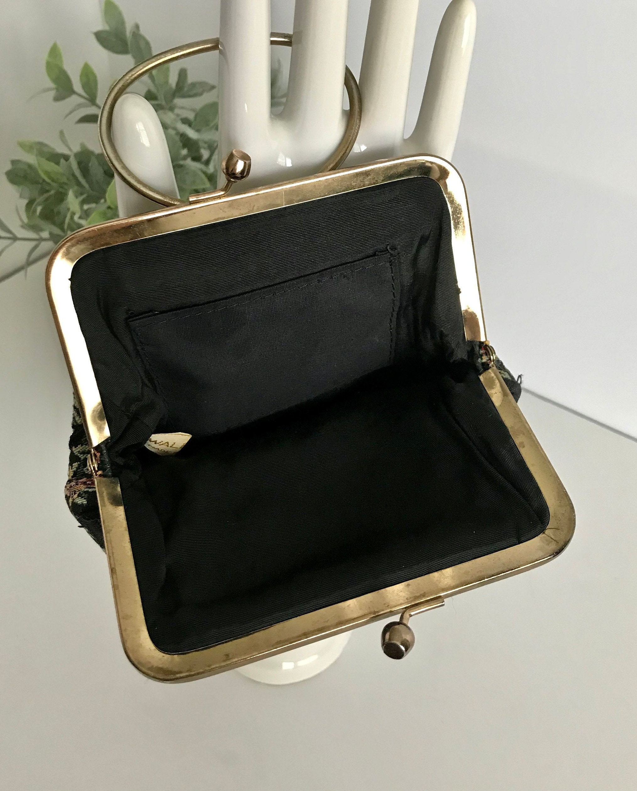 Vintage Walborg Black Tapestry Handbag With Convertible Ring | Etsy