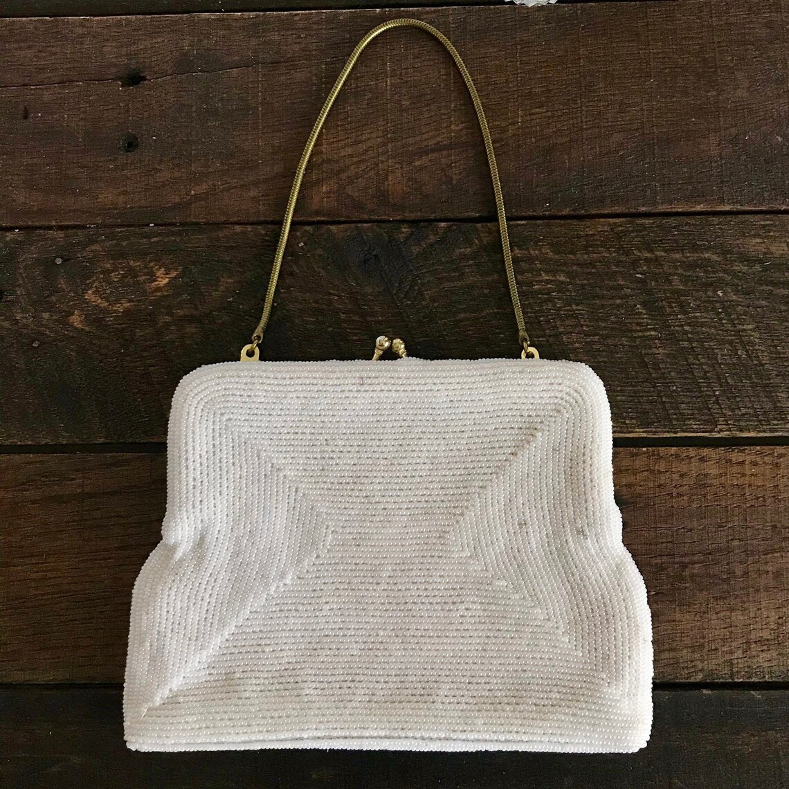 Vintage Simon Beaded Purse Made in Hong Kong White Micro | Etsy