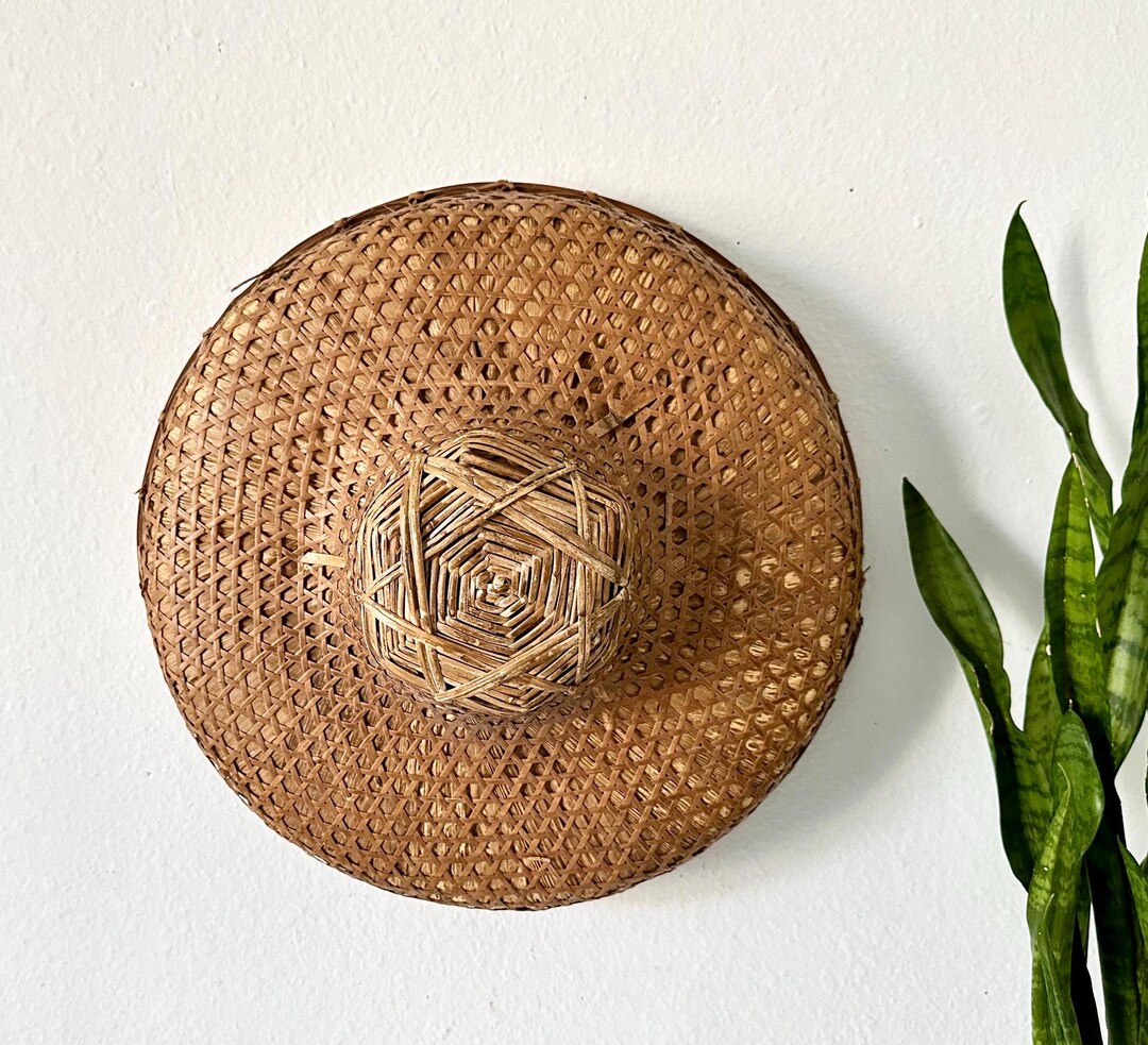 Vintage Chinese Woven Wicker Hat, People's Republic of China, Rice ...