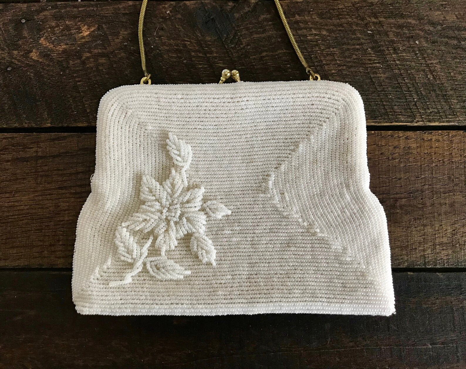 Vintage Simon Beaded Purse Made in Hong Kong White Micro | Etsy