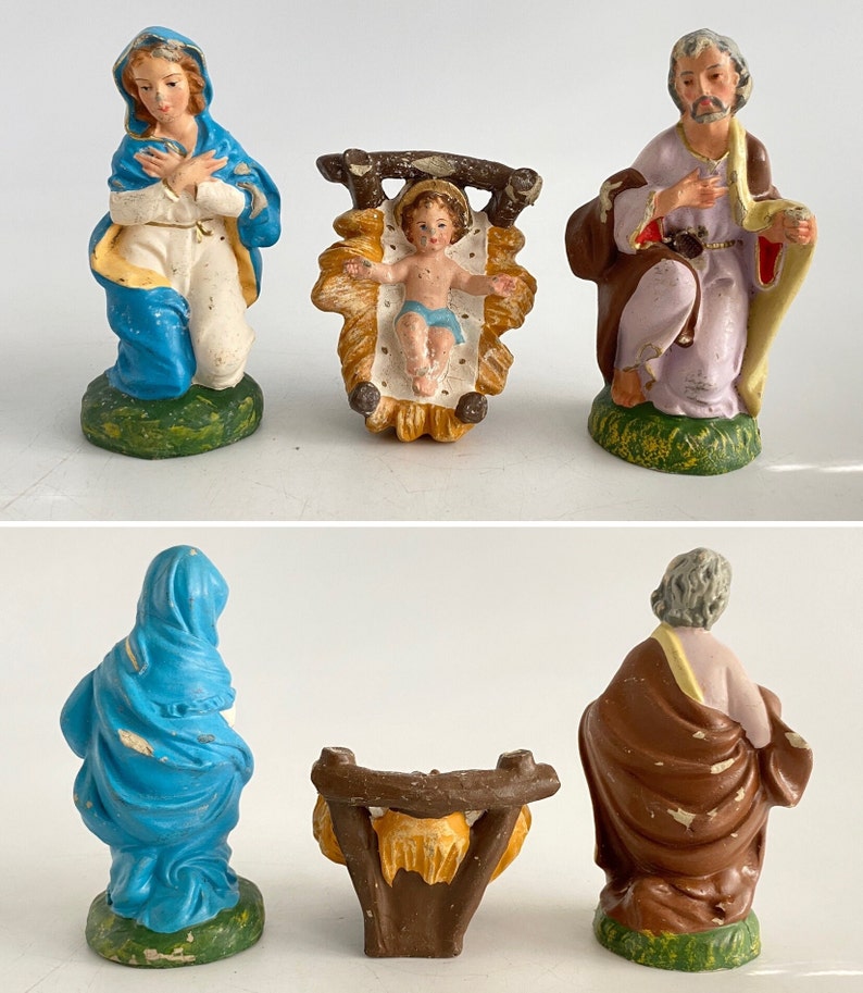 Vintage Chippy Hand Painted Italian Paper Mache Nativity Set - Etsy