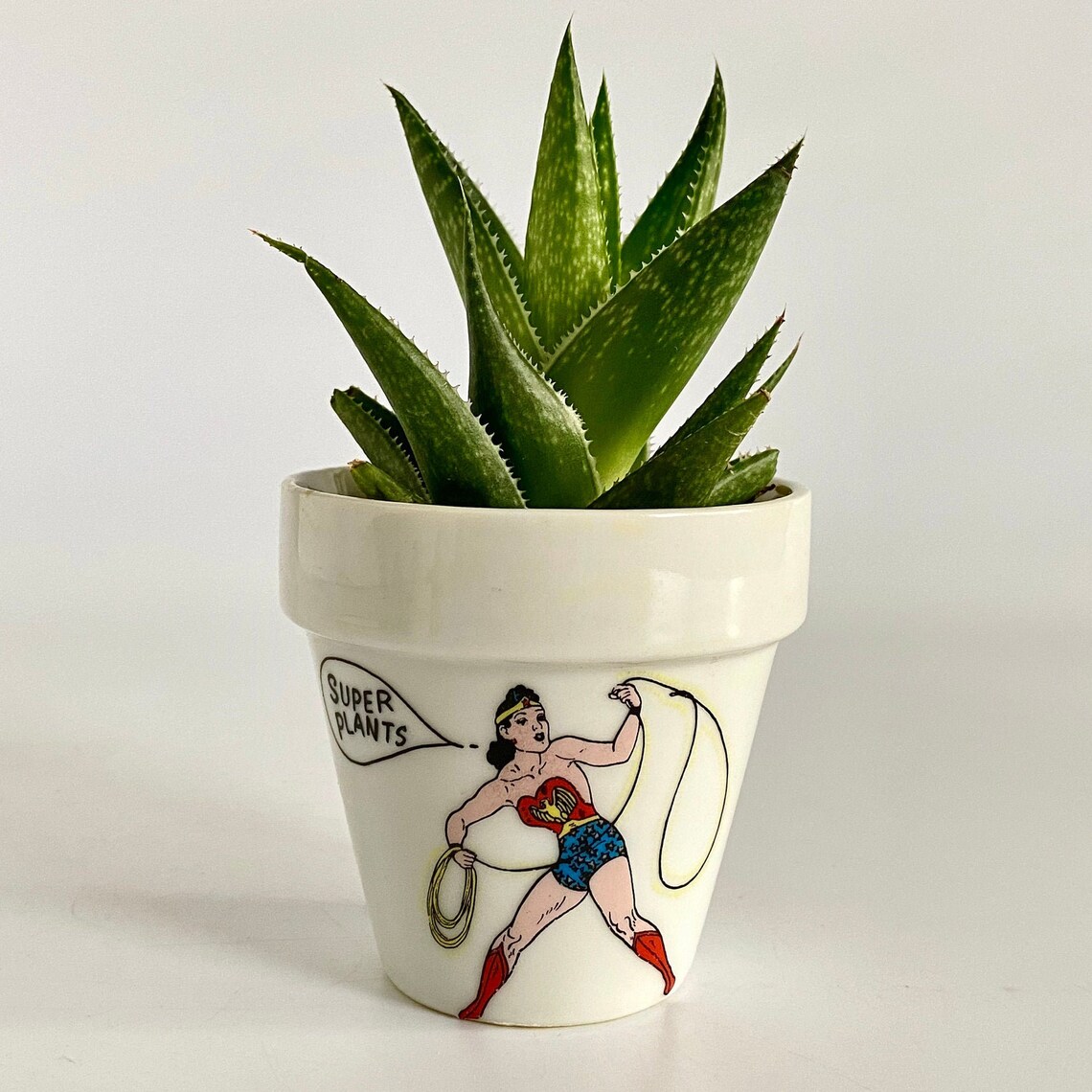 One Vintage Superhero Planter Superman Wonder Woman Batman - Etsy