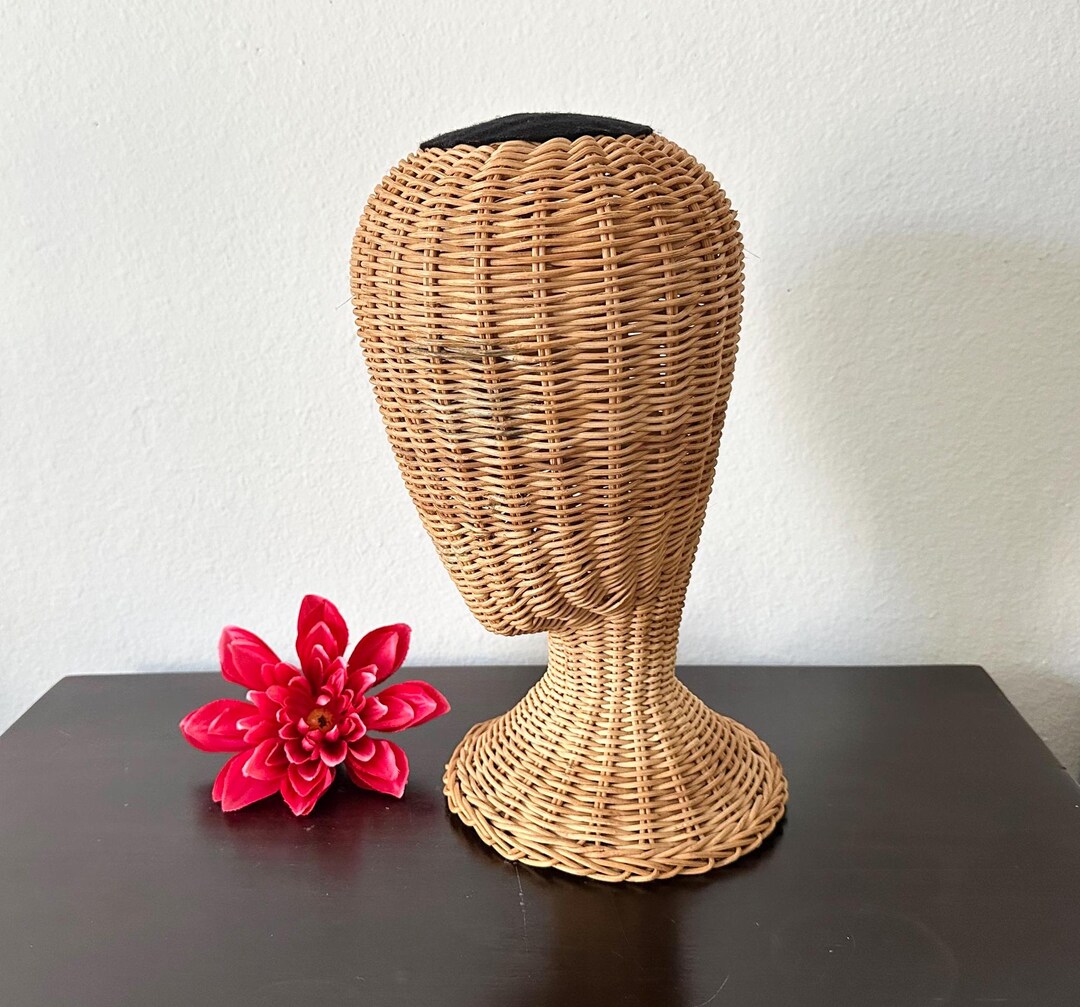 Vintage Wicker Rattan Head, Hat, Wig Display - Etsy