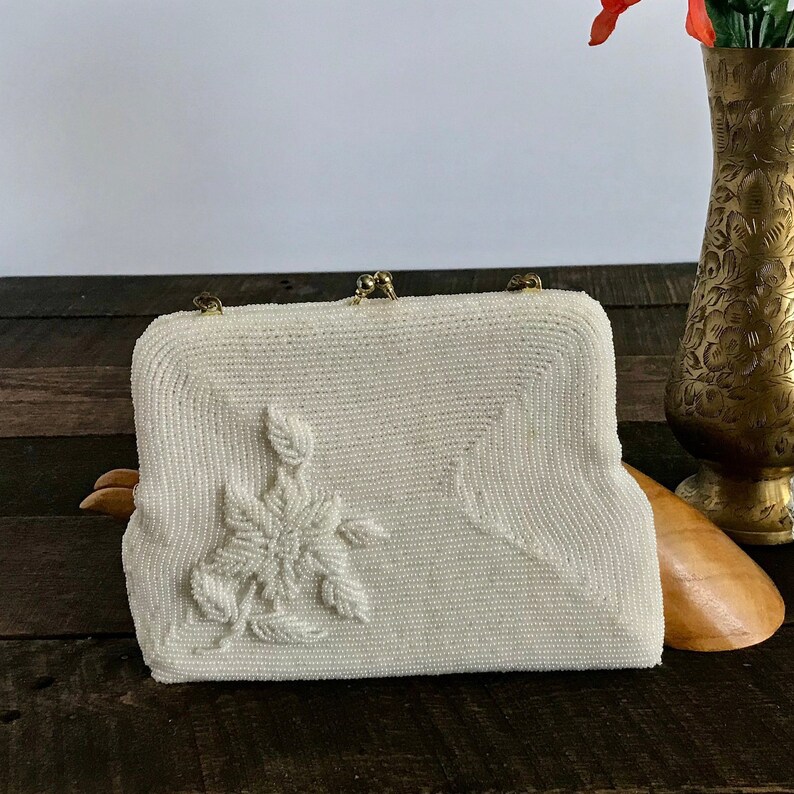 Vintage Simon Beaded Purse Made in Hong Kong White Micro | Etsy