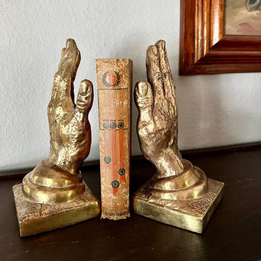 Vintage Mid Century Modern Cast Brass Hand Bookends - Etsy