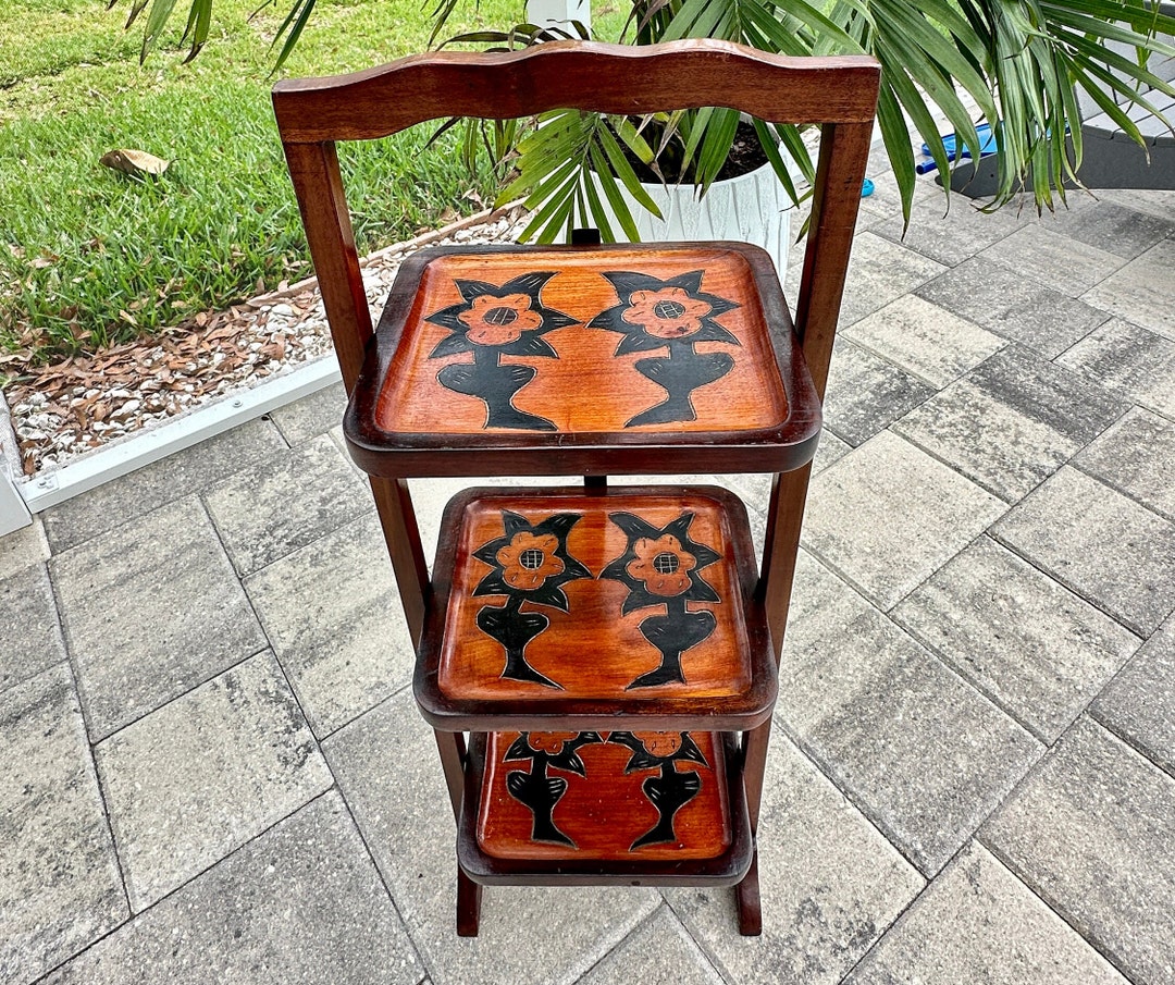 Vintage Mahogany Wood Folding 3 Tier Rectangle Cake/pie Stand - Etsy