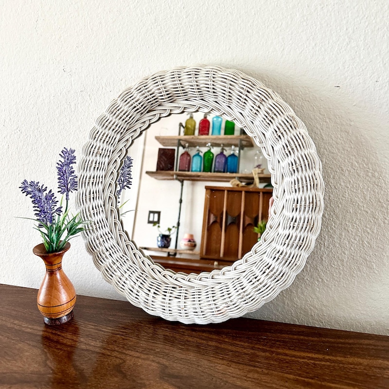 Round Wicker Mirror - Etsy