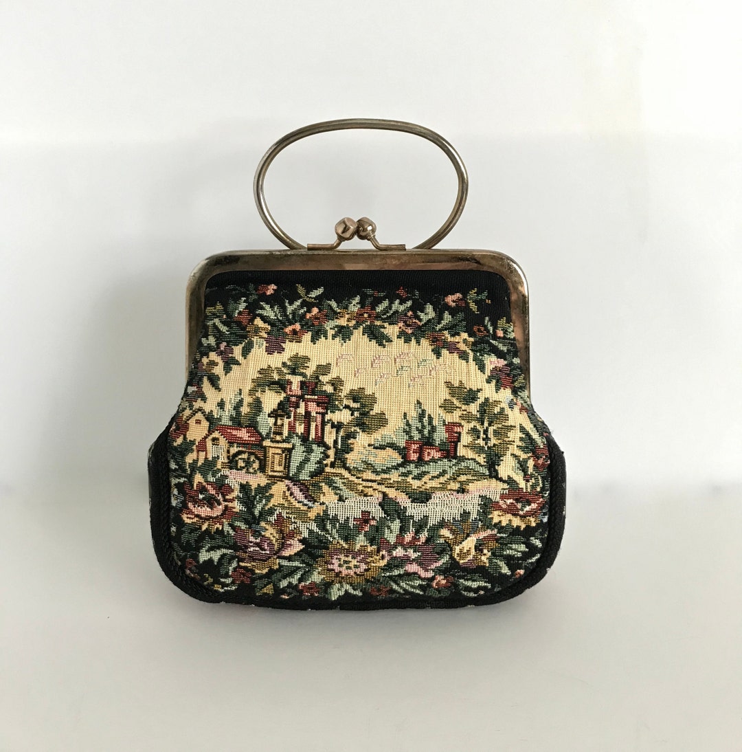 Vintage Walborg Black Tapestry Handbag With Convertible Ring Handle - Etsy