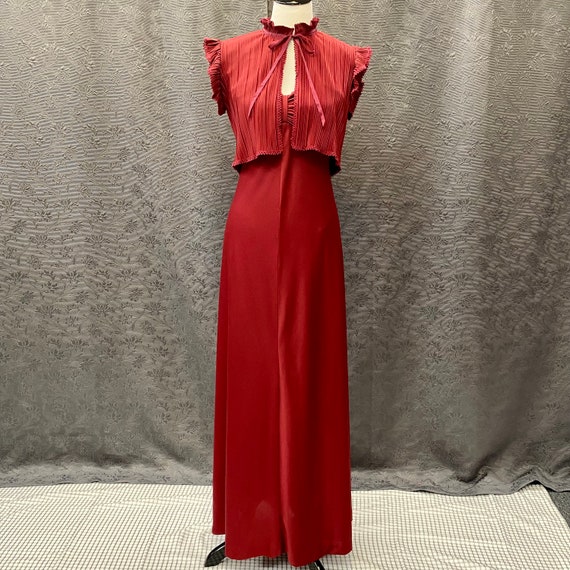 Deep Maroon Red Maxi Dress with Matching Cropped Jack… - Gem
