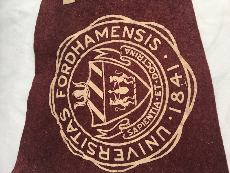 Rare 1930s / 1940s Fordham Vintage Pennant Banner 1841 Logo Good ...