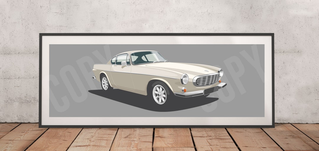 Volvo P1800 Artwork Print, Add Reg & Colour, Frame Not Included, Wall ...