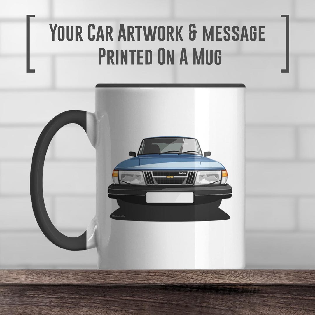 Saab 900 Coffee Mug, Add Colour and Reg, Print, Classic Car Gift ...