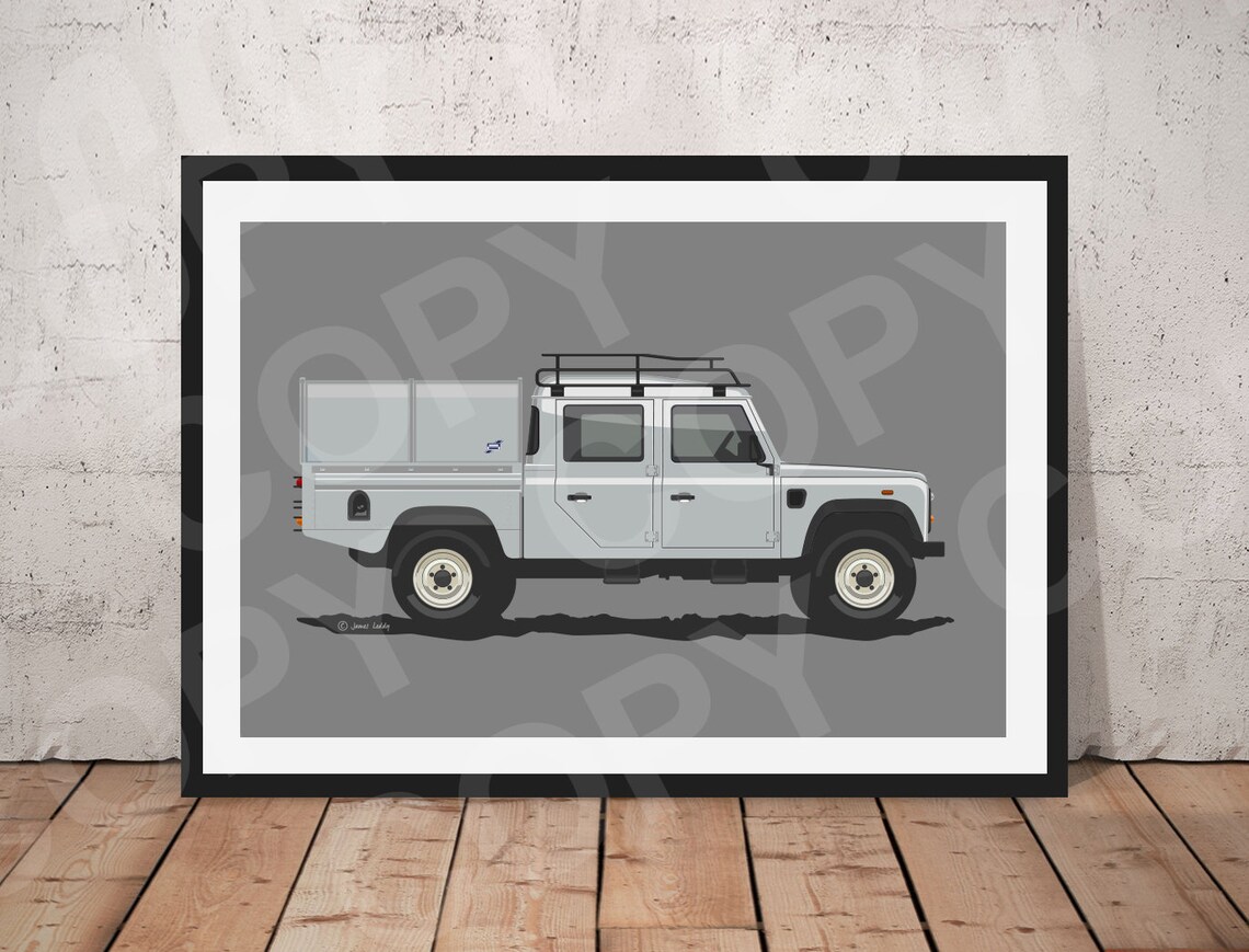 Land Rover Defender 130 Artwork , Add Reg & Colour, Frame Not Included ...