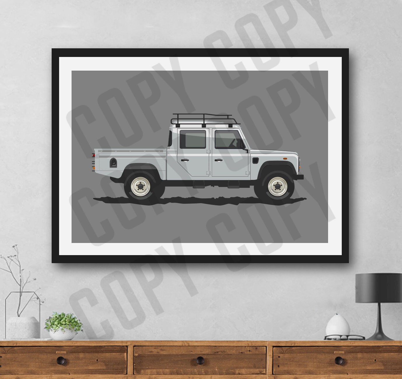Land Rover Defender 130 Artwork , Add Reg & Colour, Frame Not Included ...