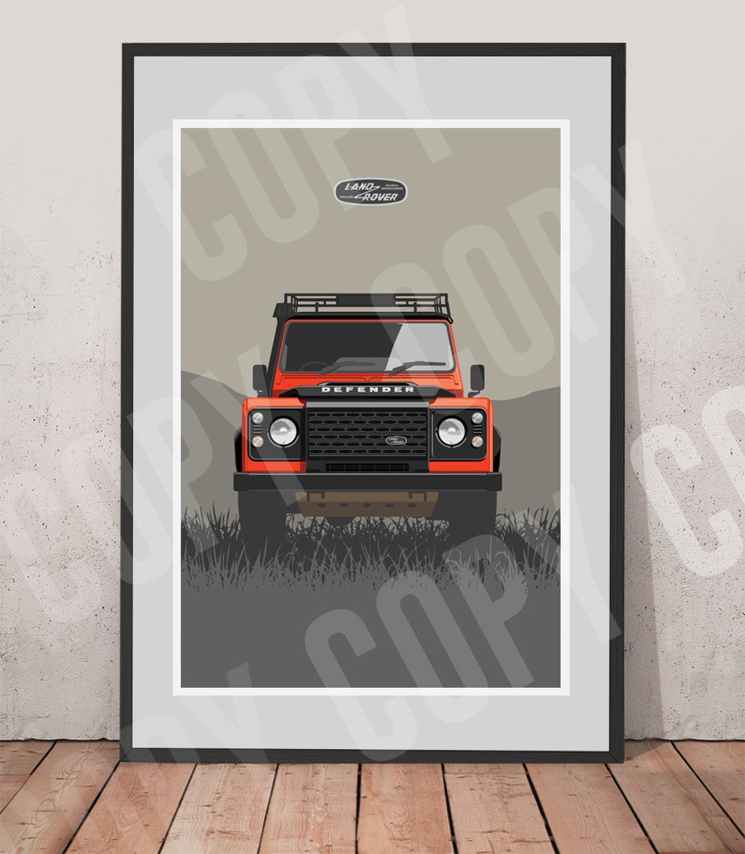 Land Rover Defender Artwork, Print, Add Reg & Colour, Frame Not ...