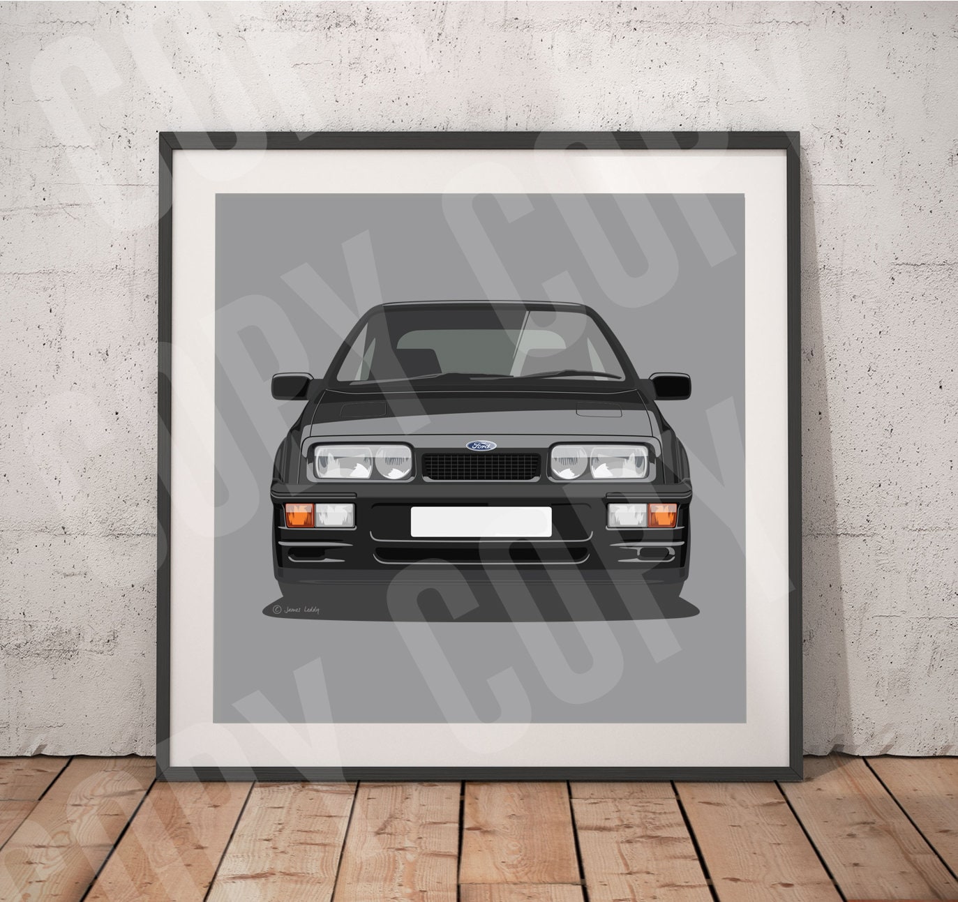 Ford Sierra Cosworth Artwork Print, Christmas Gift, Add Reg & Colour ...