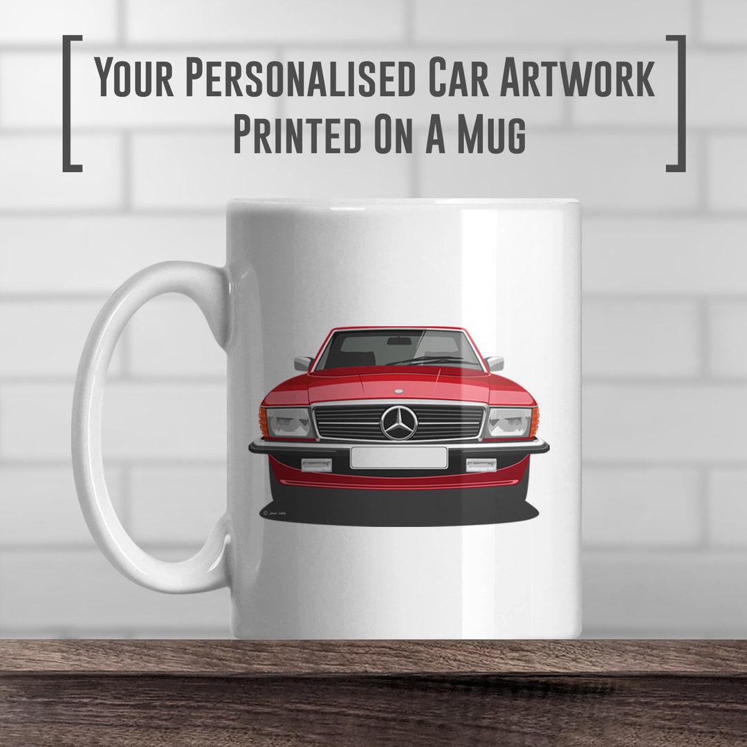 Mercedes 500SL R107 Coffee Mug, Add Colour and Reg, Print, Gift ...