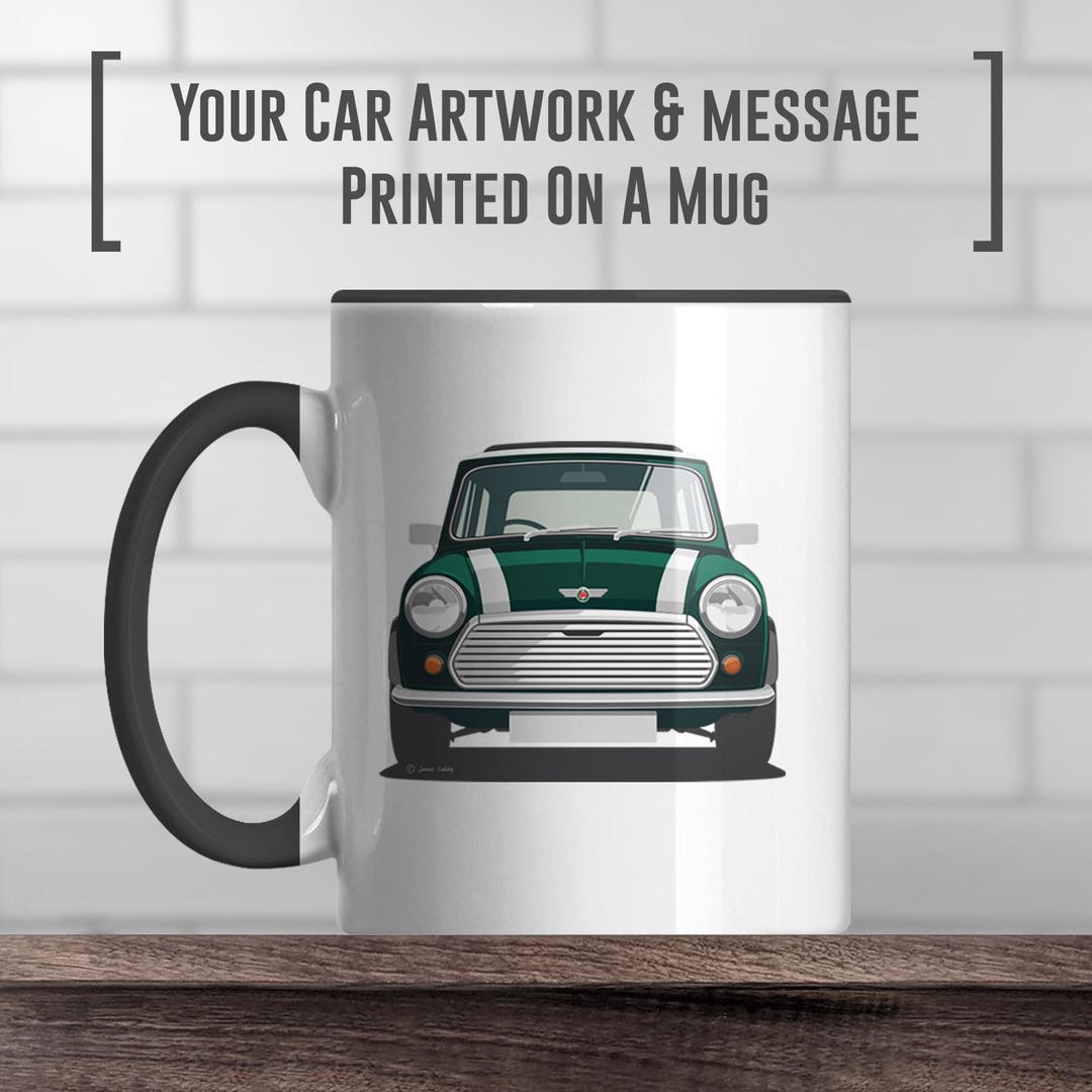 MINI Cooper Coffee Mug, Add Colour and Reg, Print, Gift, Fathers Day ...