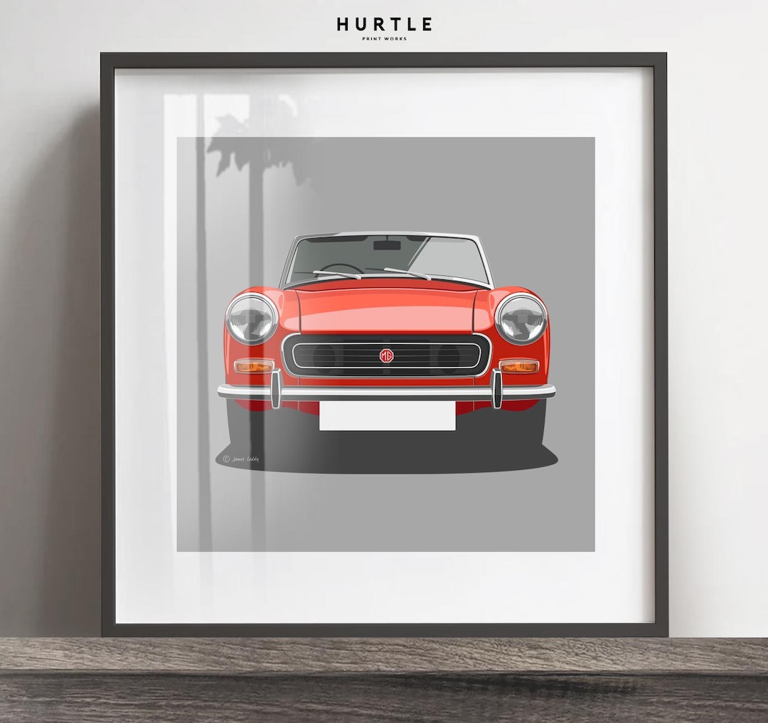 MG Midget Artwork, Christmas Gift, Add Reg & Colour, Frame Not Included ...