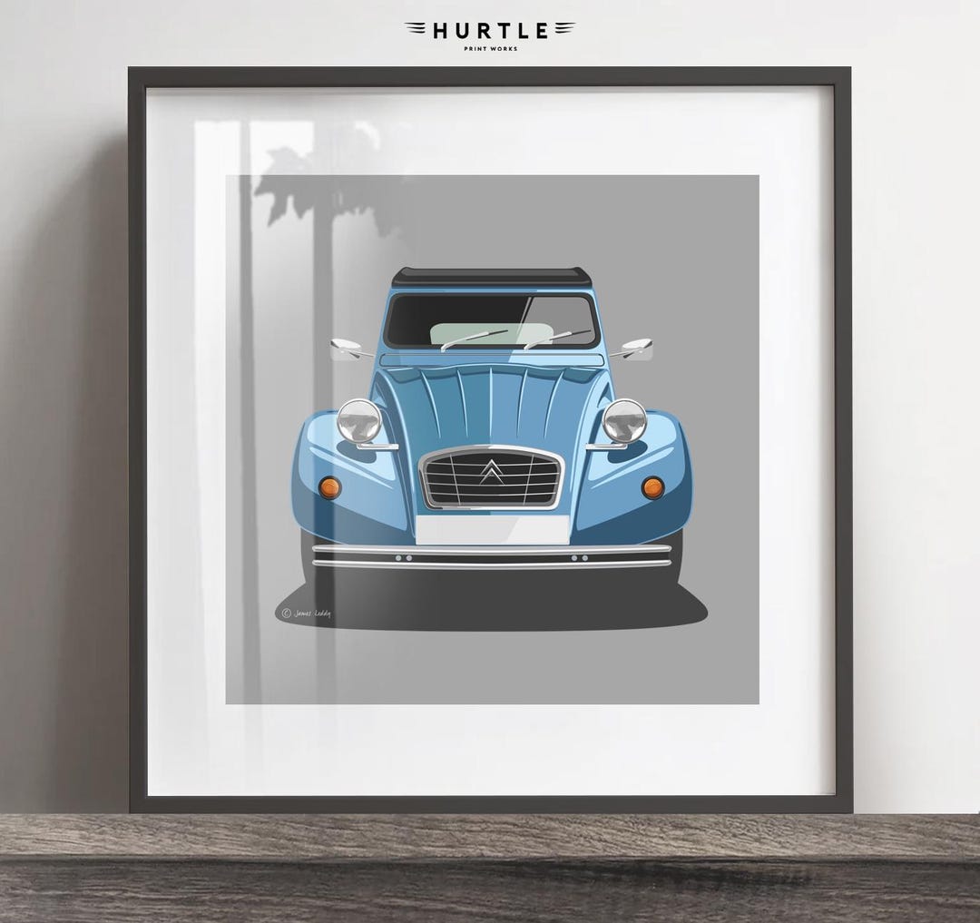 Citroen 2CV Artwork Print, Add Reg & Colour, Frame Not Included, Wall ...
