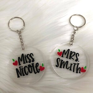 Personalized Teacher Keychains Apple Keychains Custom Acrylic Keychains ...