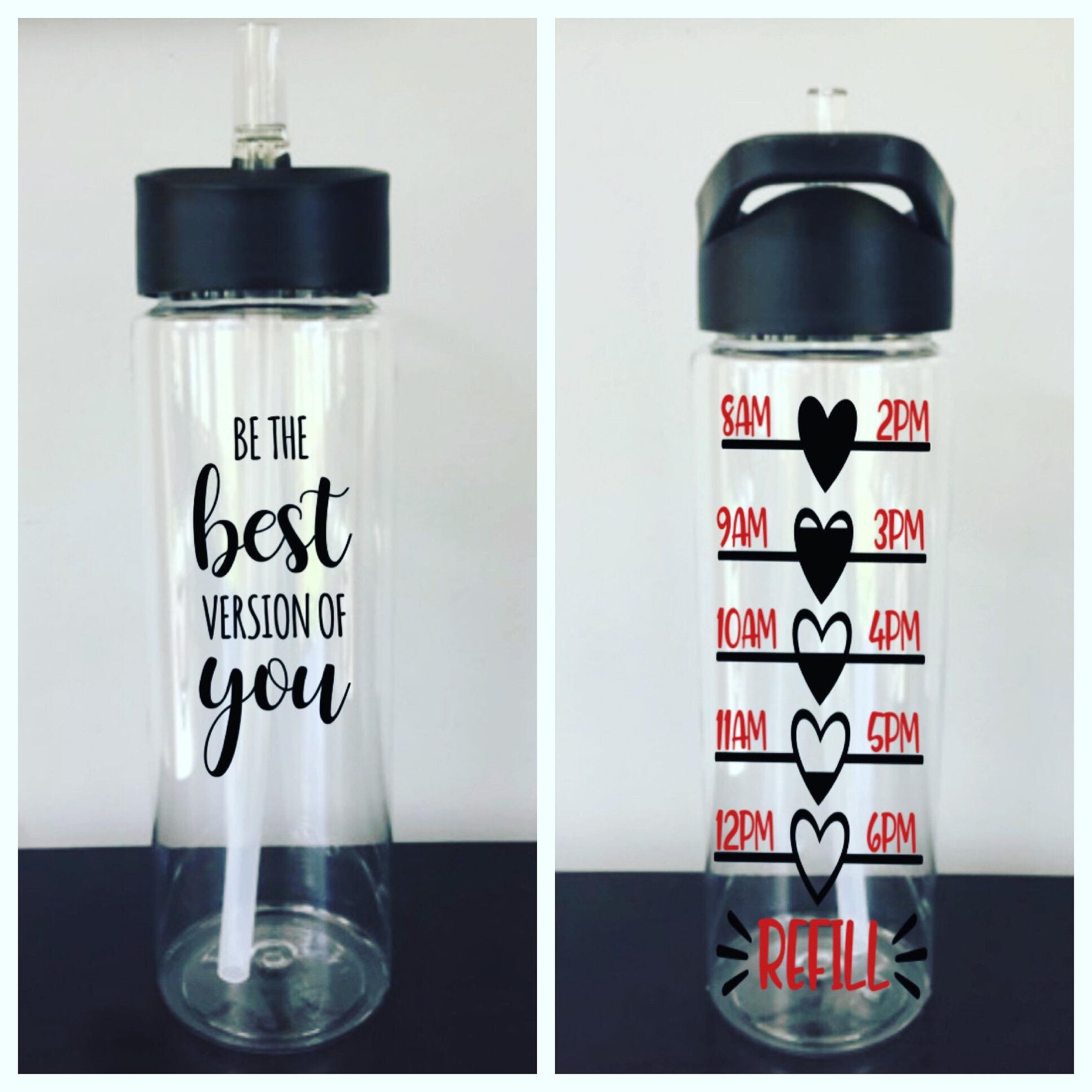 Custom Water Bottle Tracker Motivational Time Tracker 24 oz | Etsy