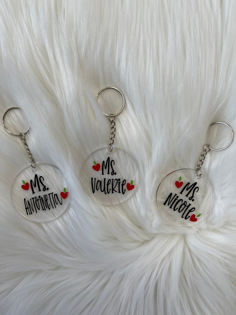 Personalized Teacher Keychains Apple Keychains Custom Acrylic - Etsy
