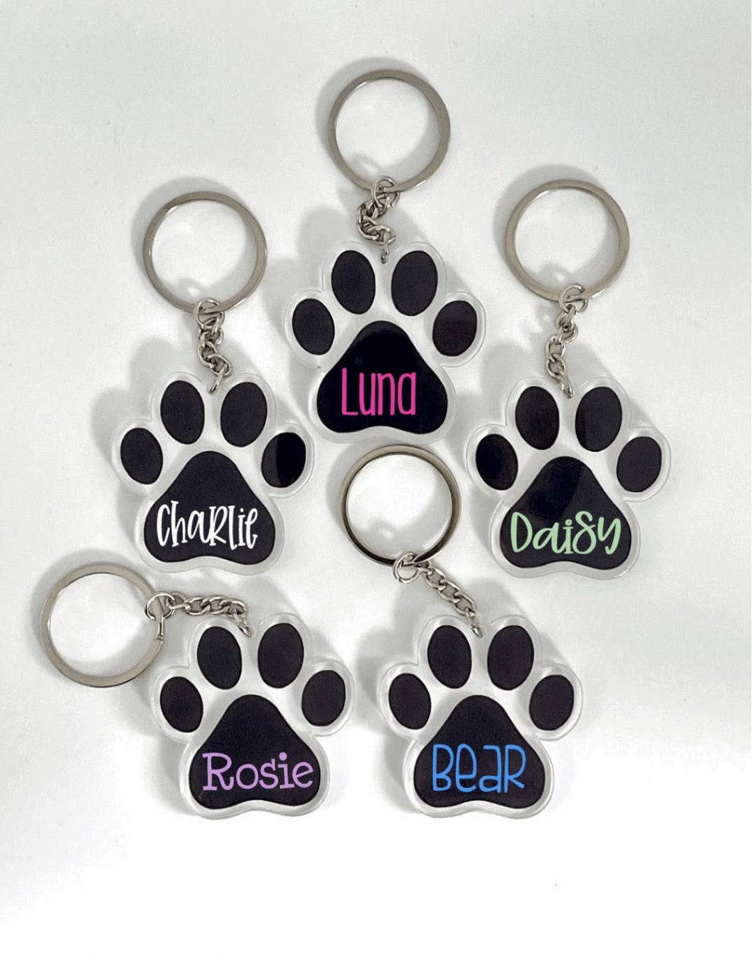 Paw Print Keychains Pet Acrylic Keychains Dog Mom Gift Dog Mom Keychain ...