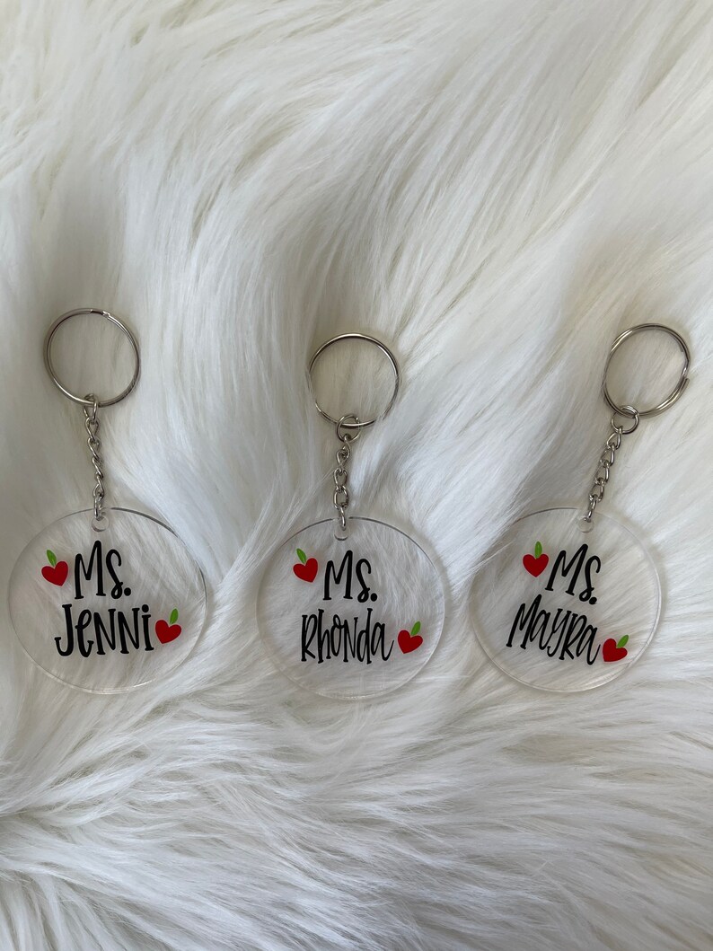 Personalized Teacher Keychains Apple Keychains Custom Acrylic - Etsy