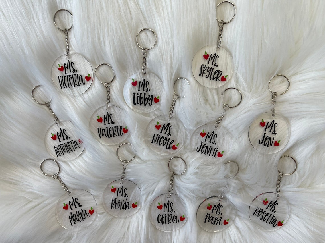 Personalized Teacher Keychains Apple Keychains Custom Acrylic - Etsy