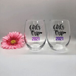 Girls Trip Wine Glass Girls Weekend Wine Glass Girls Vacation Custom ...