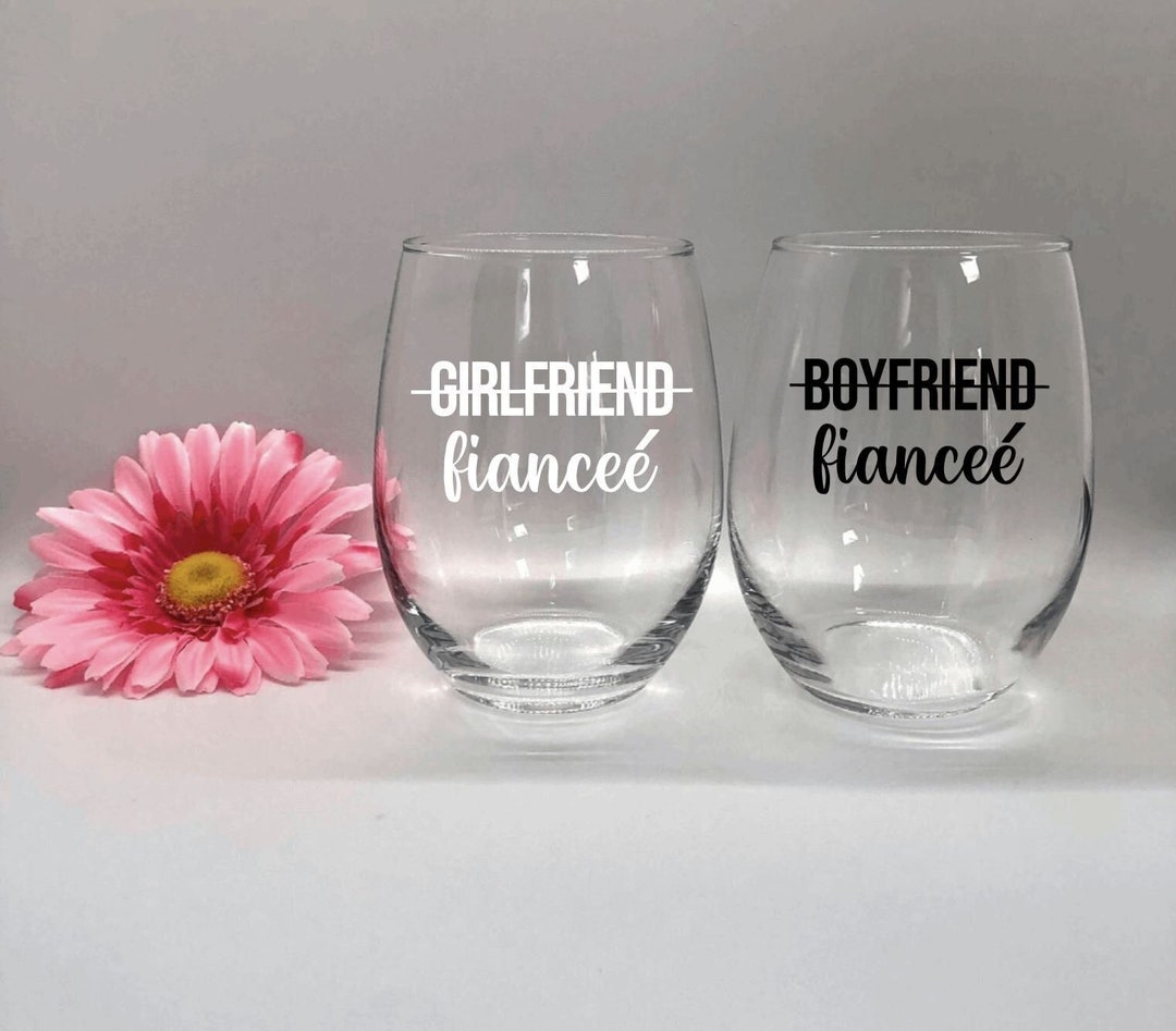 Engagement Gift for Couple Girlfriend Boyfriend Fiancee Wine Glasses ...