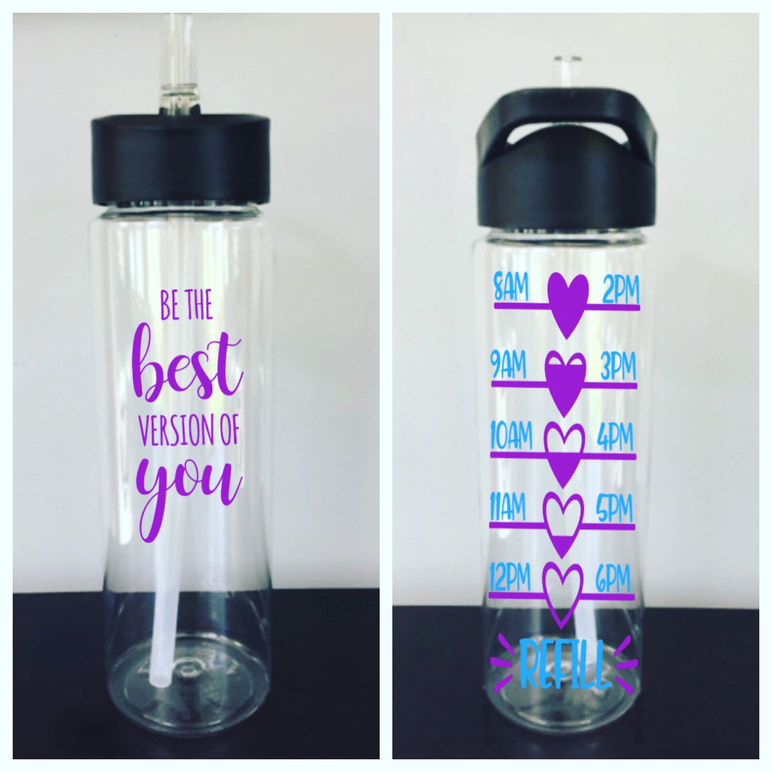 Custom Water Bottle Tracker Motivational Time Tracker 24 oz | Etsy