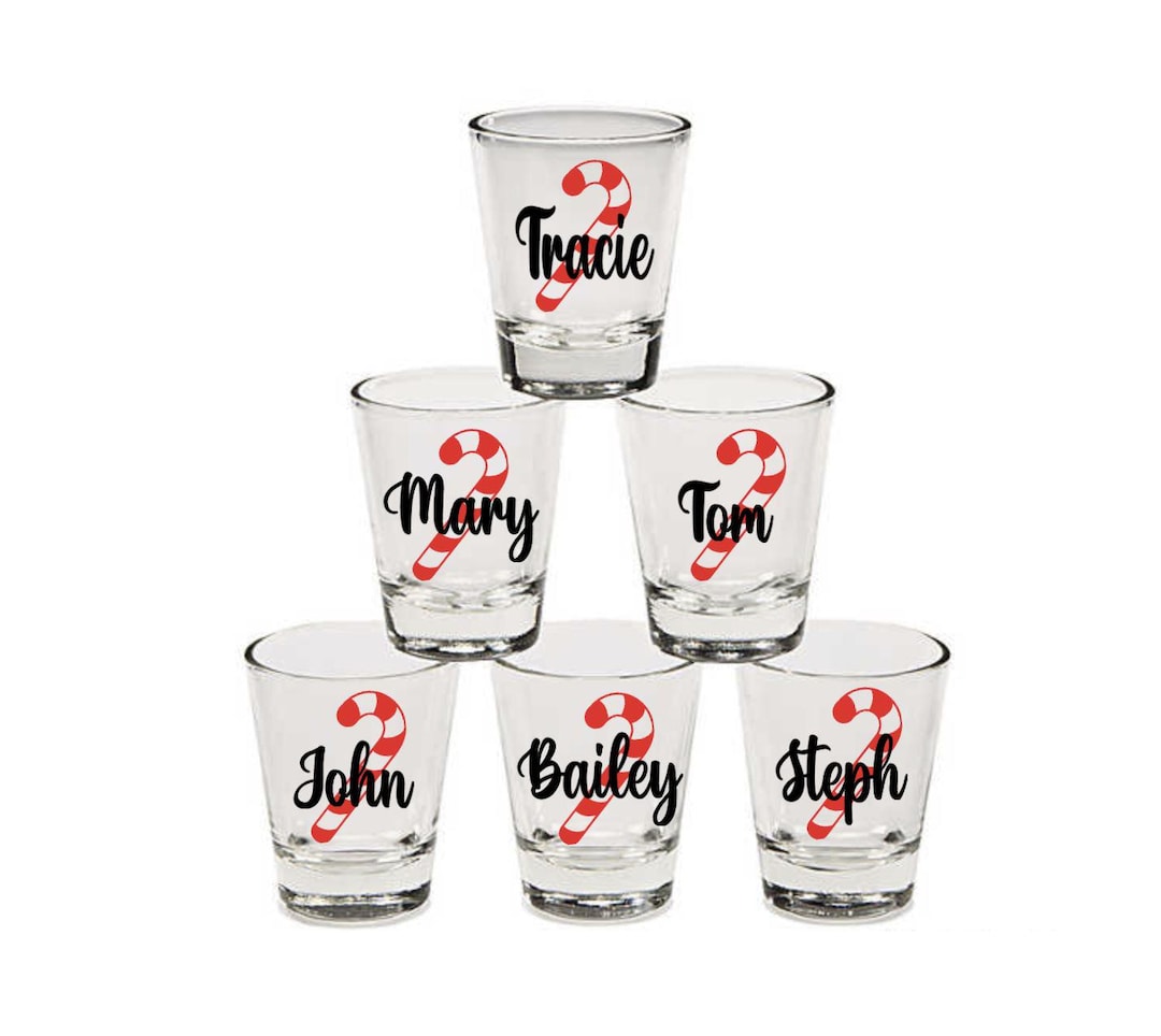 Personalized Christmas Shot Glass Candy Cane Shot Glasses With Name ...