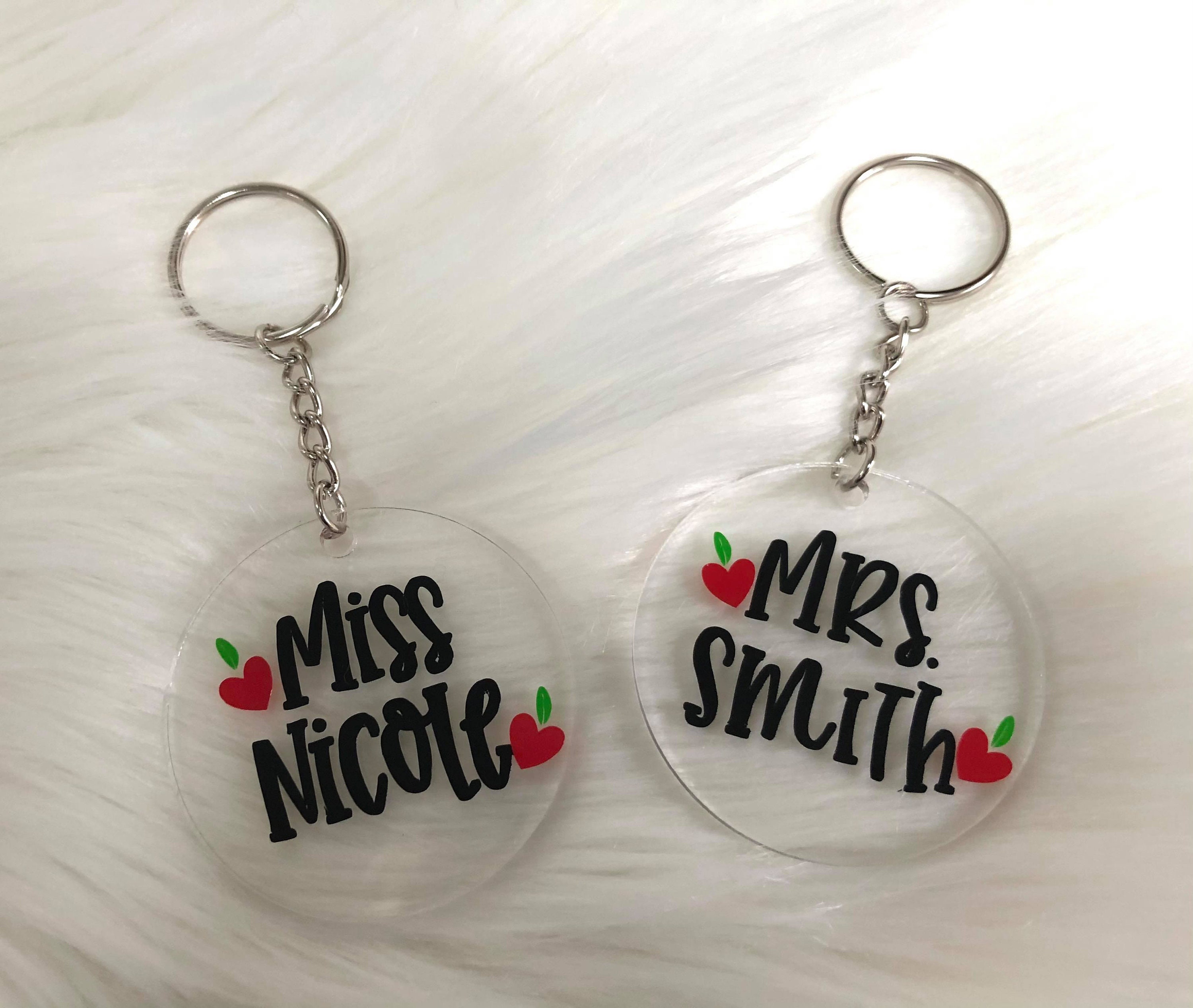 Personalized Teacher Keychains Apple Keychains Custom Acrylic - Etsy