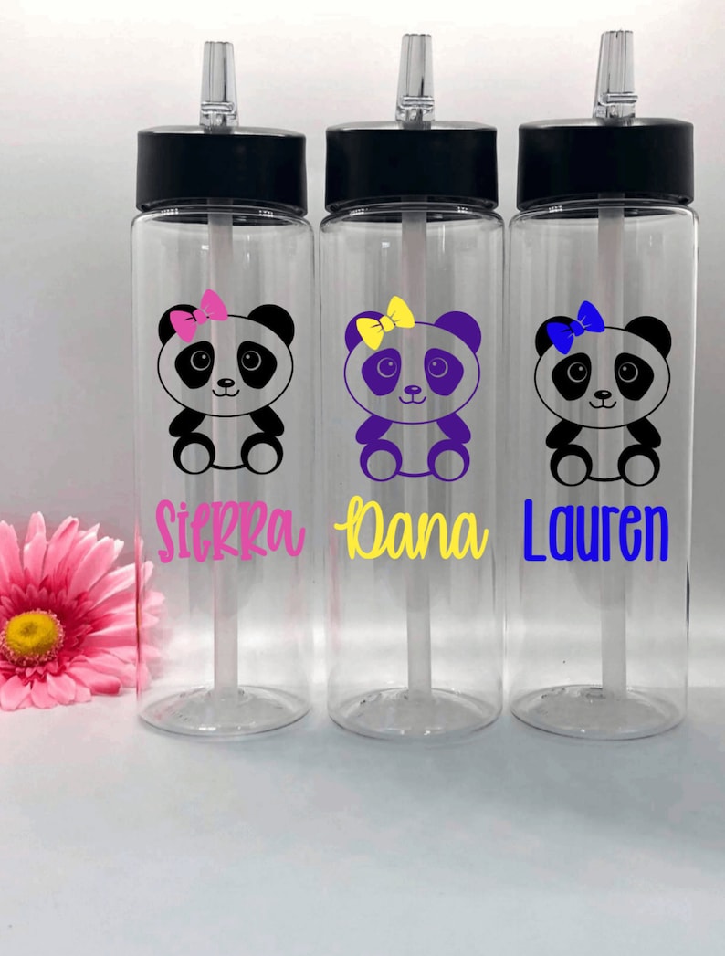 Personalized Panda Water Bottle Custom Fitness Bottle Panda Lover Panda ...