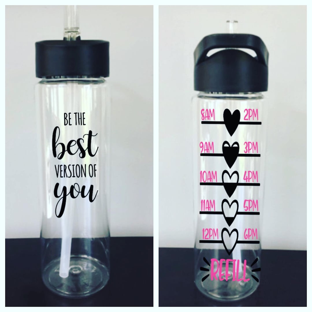 Custom Water Bottle Tracker Motivational Time Tracker 24 Oz Flip Top ...