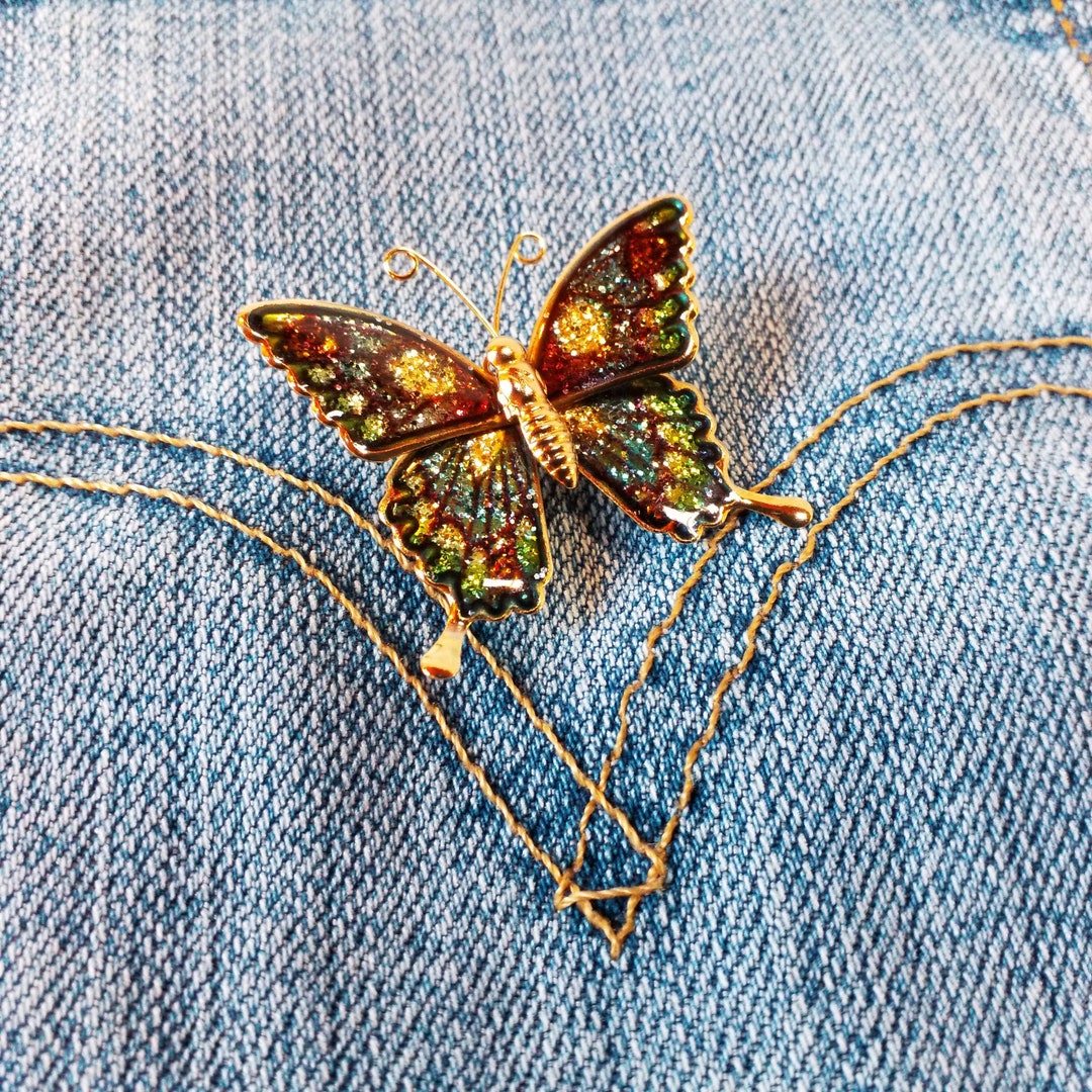 Metal Laminate Gold Foil GLITTER Butterfly Pin - Etsy