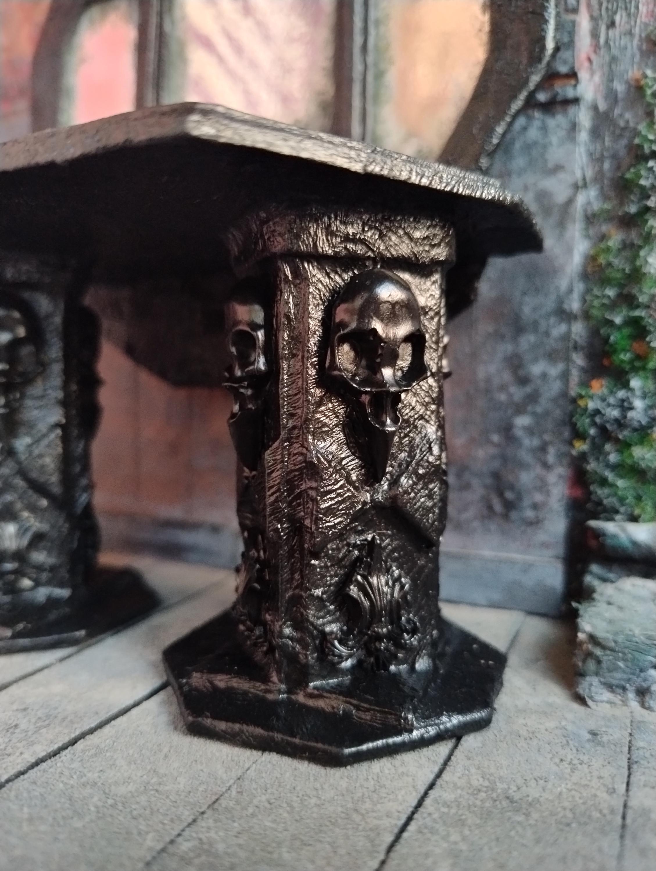 Black Miniature Vanity Table, 1:12 Scale Gothic Dollhouse Horror ...