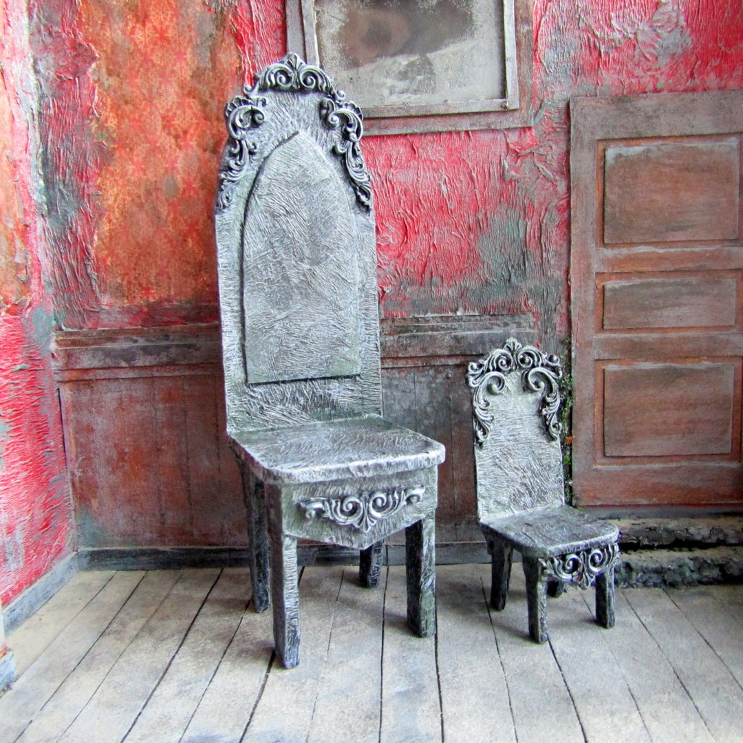 Dollhouse Gothic Chair Miniature Chairs 1/6, 1/12 Haunted Furniture ...