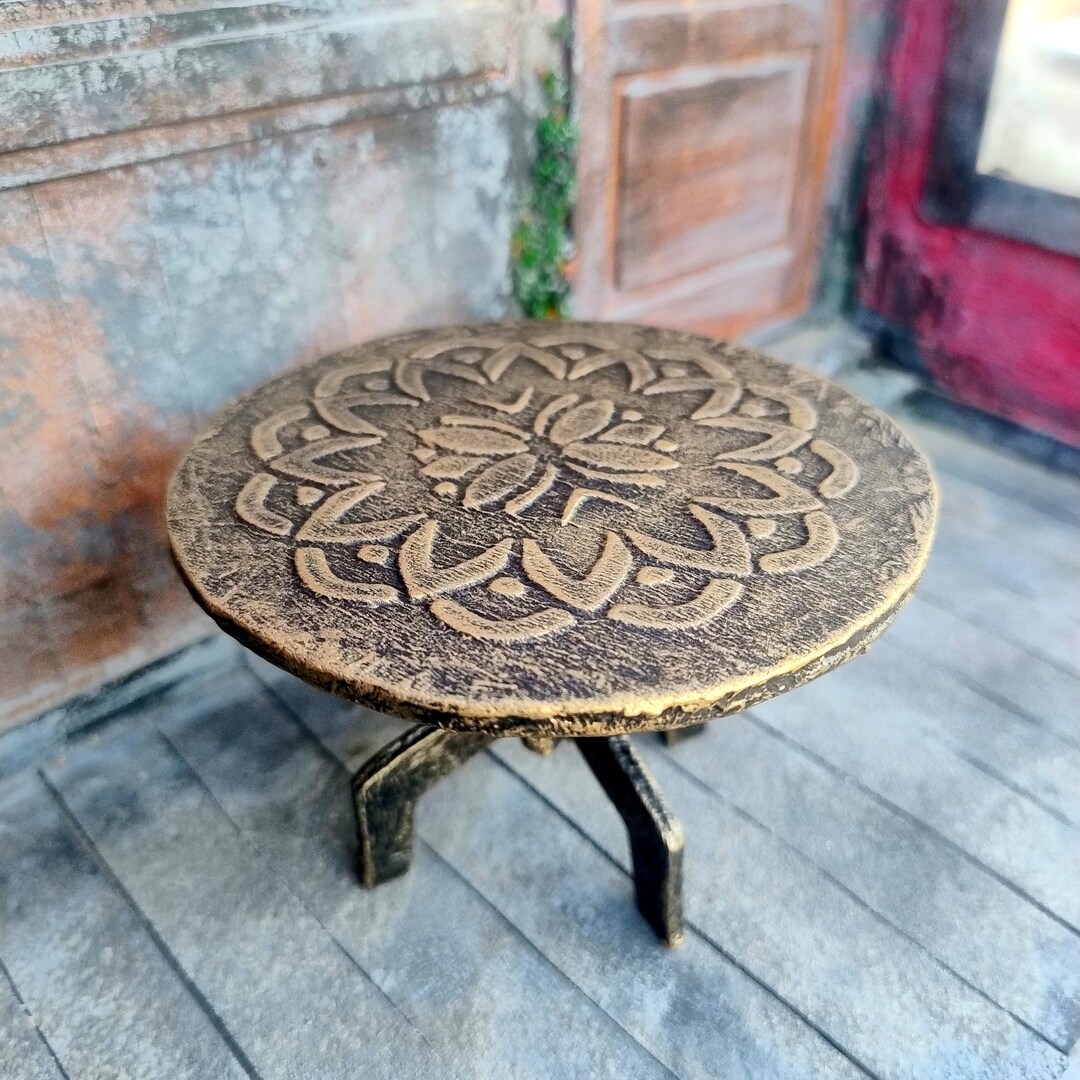 Round Miniature Table, Gothic Dollhouse Furniture, Haunted Diorama ...