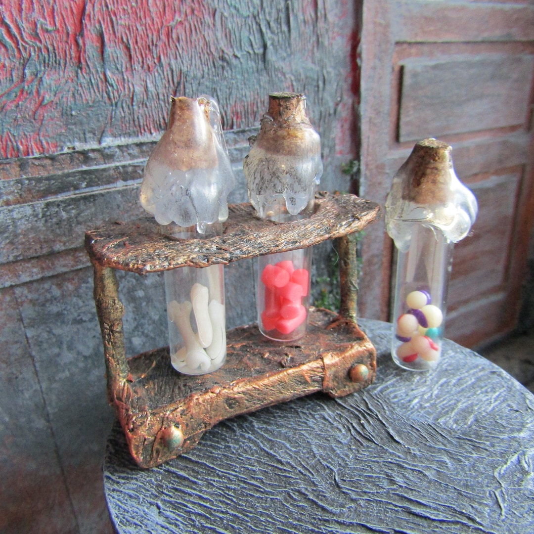Handmade Miniature Test Tubes With Stand Dollhouse Alchemist Laboratory ...
