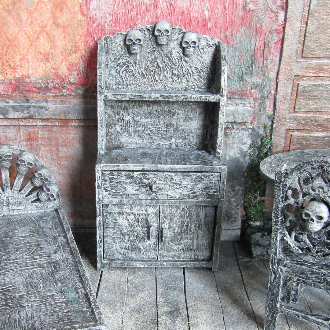 Miniature Cabinet Gothic Dollhouse Furniture Halloween Miniatures Hutch ...
