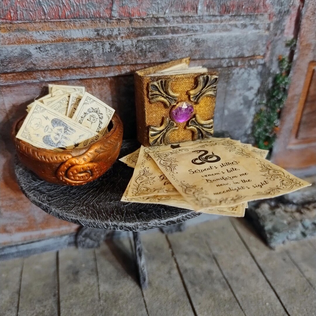 Miniature Magic Set for Dollhouse - Oracle Cards, Spell Sheets, Tarot ...