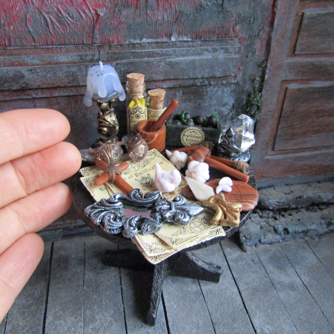 Miniature Gothic Vampire Hunter Set: Dollhouse Potion Table, Spooky ...