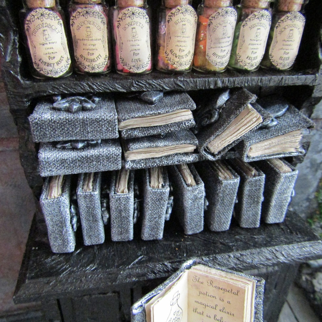 Witchy Miniature Library Spooky Books Halloween Miniatures Potion ...