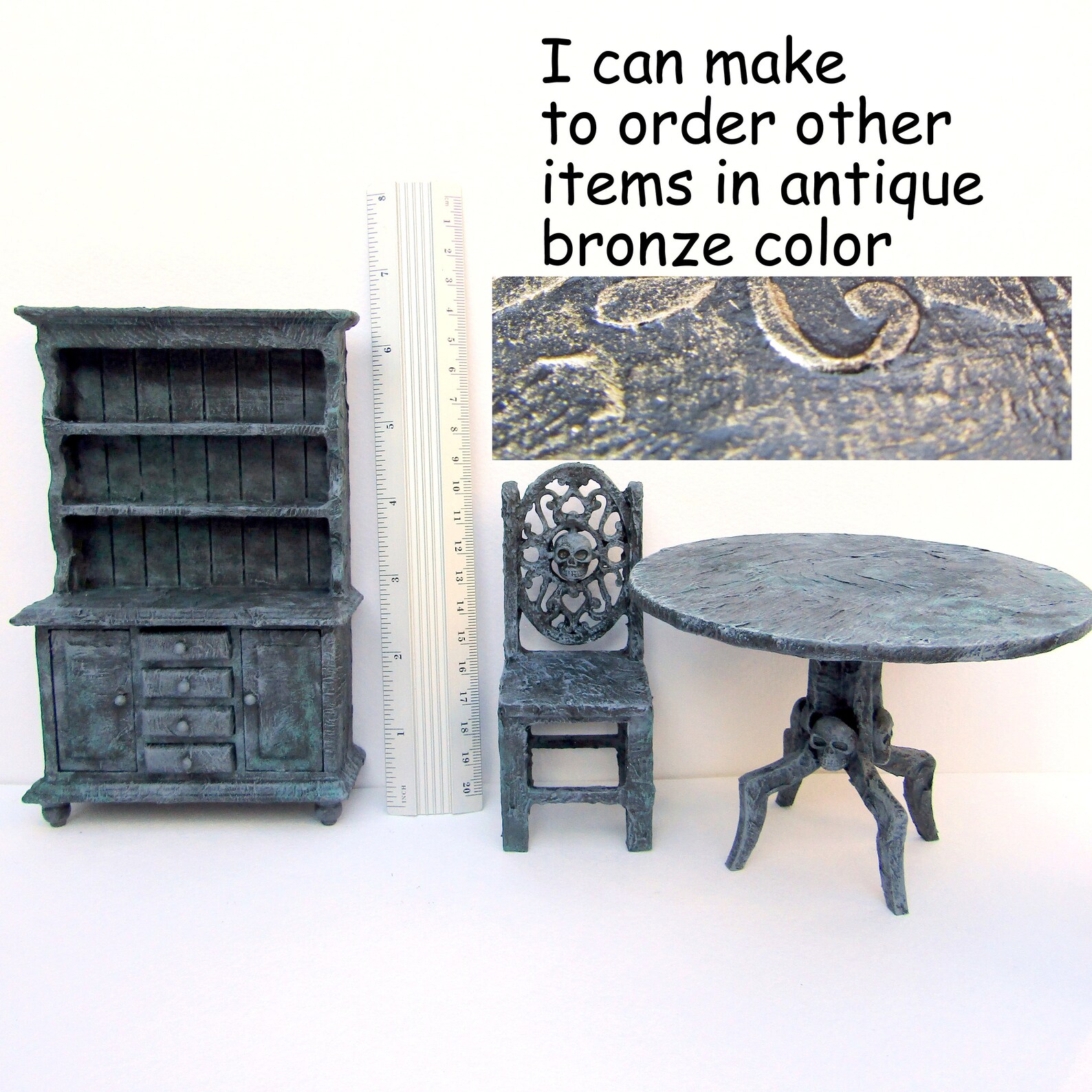 Haunted Dollhouse Table Miniature Items for Halloween Handmade Gothic ...